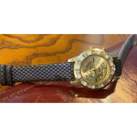 Kim Seng | Accessories | Womens 3mm Gold Tone Kim Seng Watch Black And ...